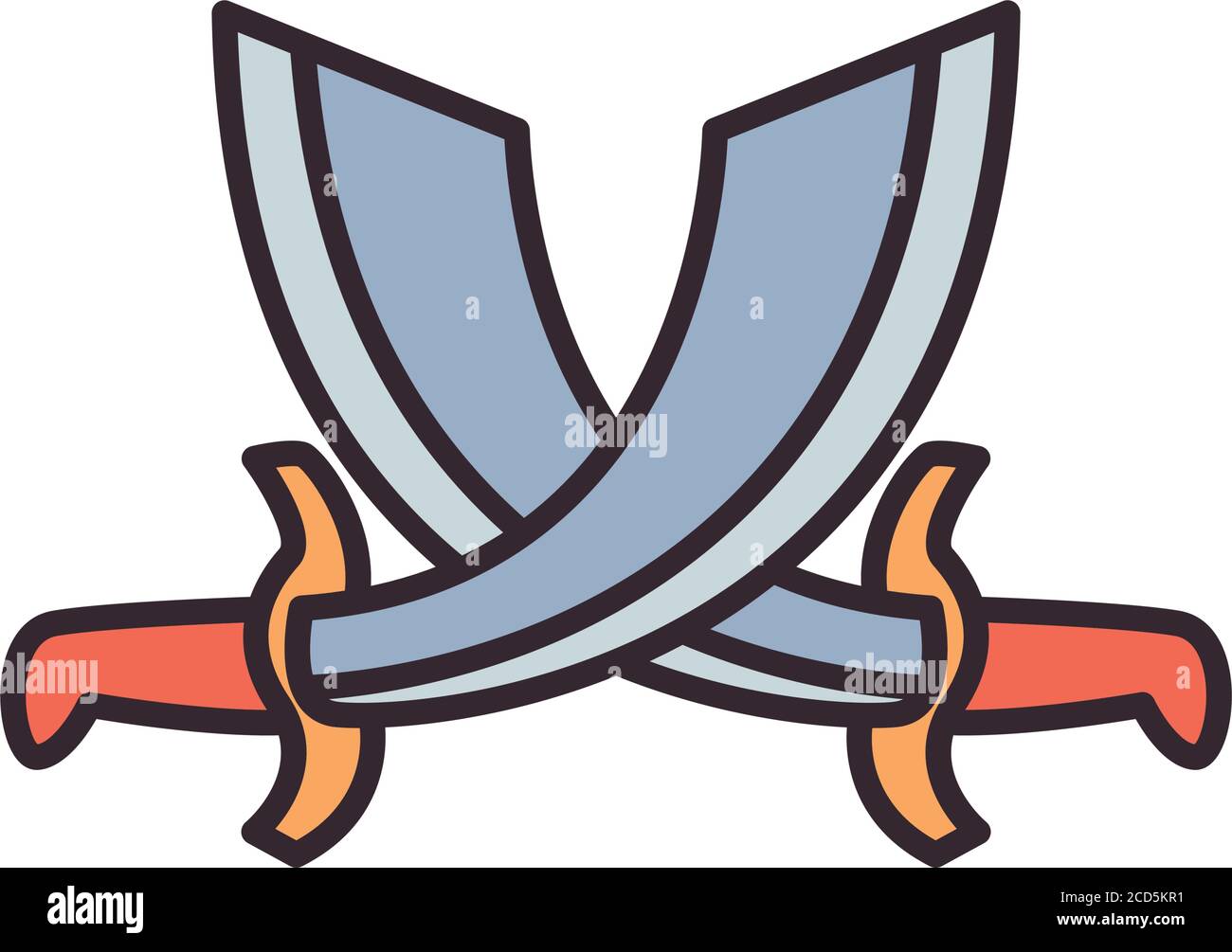 turkish swords line and fill style icon design, knight blade war ...