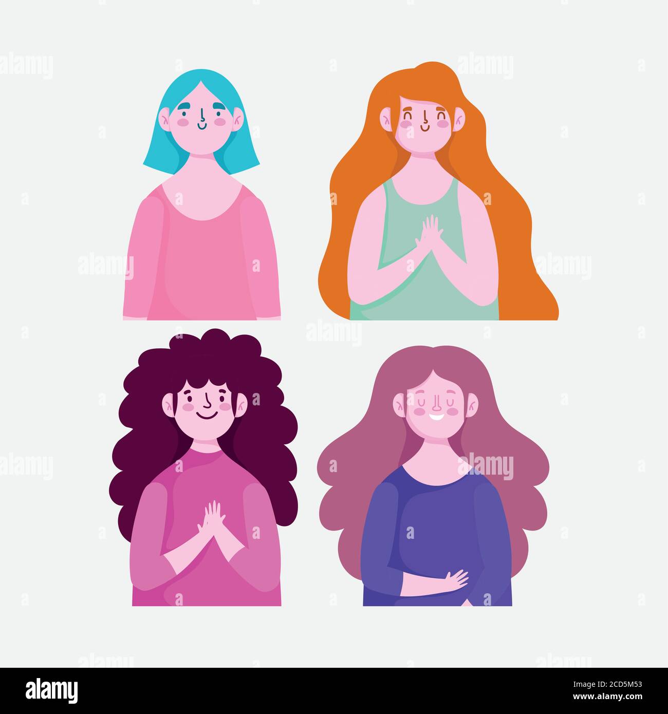 portrait cartoon women character young icons design vector design and ...