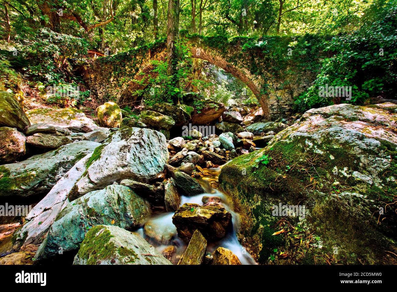 The old stone bridge (constructed in 1787) close to Tsangarada village ...