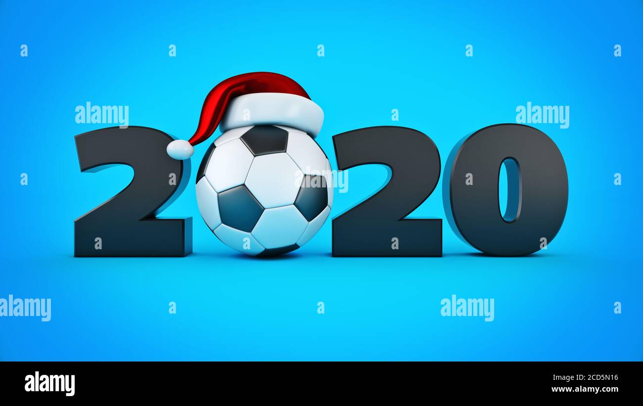 Christmas 2020 concept. soccer ball. 3d rendering Stock Photo - Alamy
