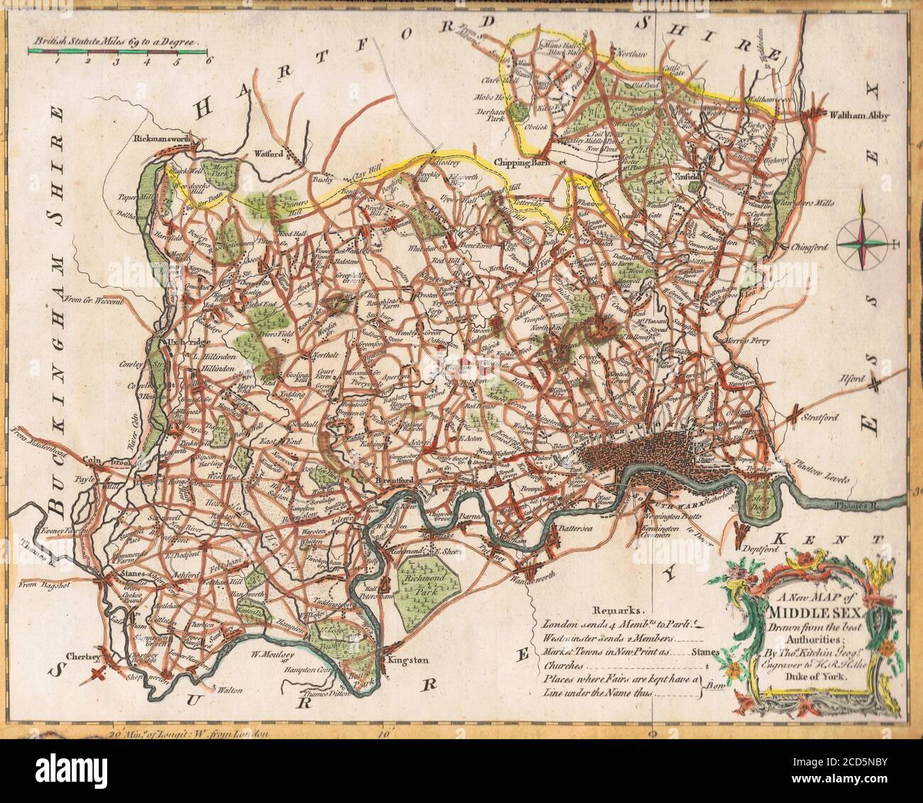 Middlesex map hi-res stock photography and images - Alamy
