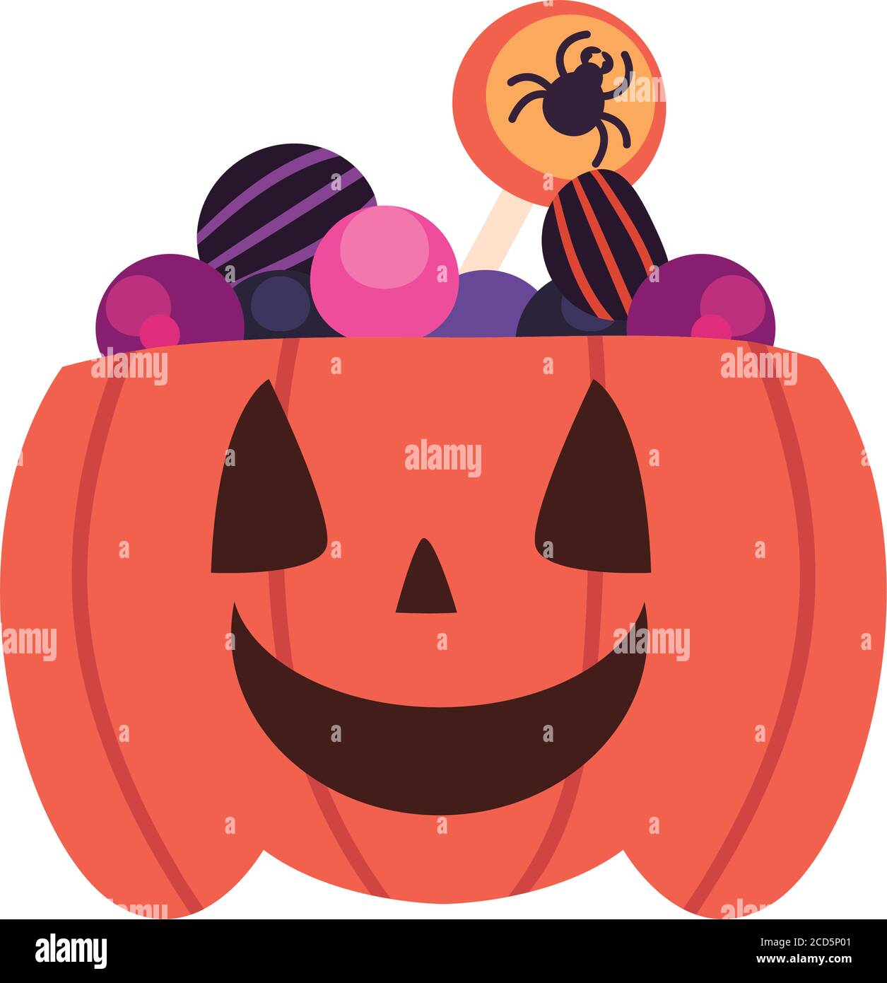 Halloween pumpkin cartoon with candies free form style icon design ...