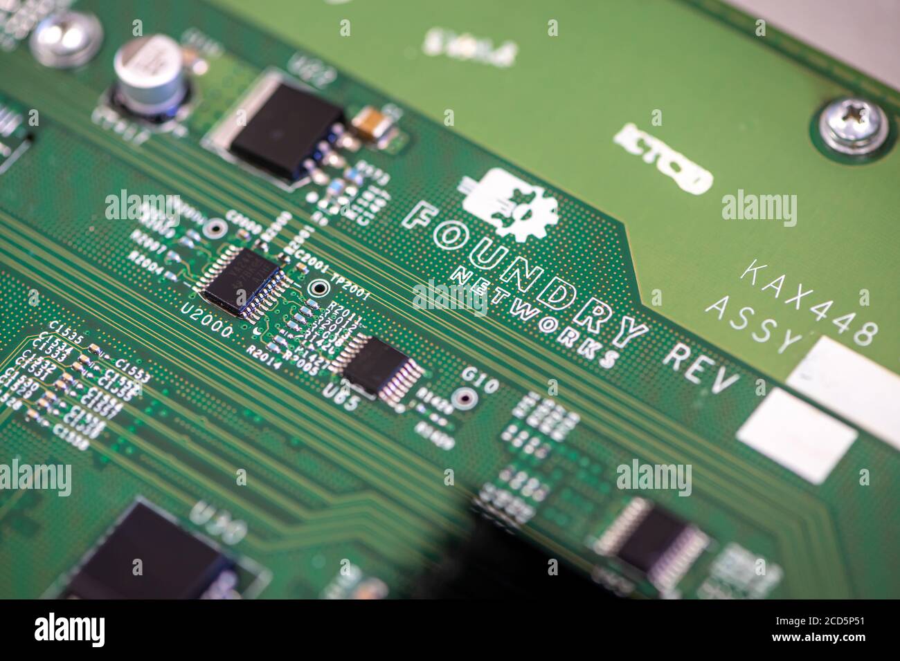 Timisoara, Romania - April 09, 2020: Close-up of the Foundry Networks ...