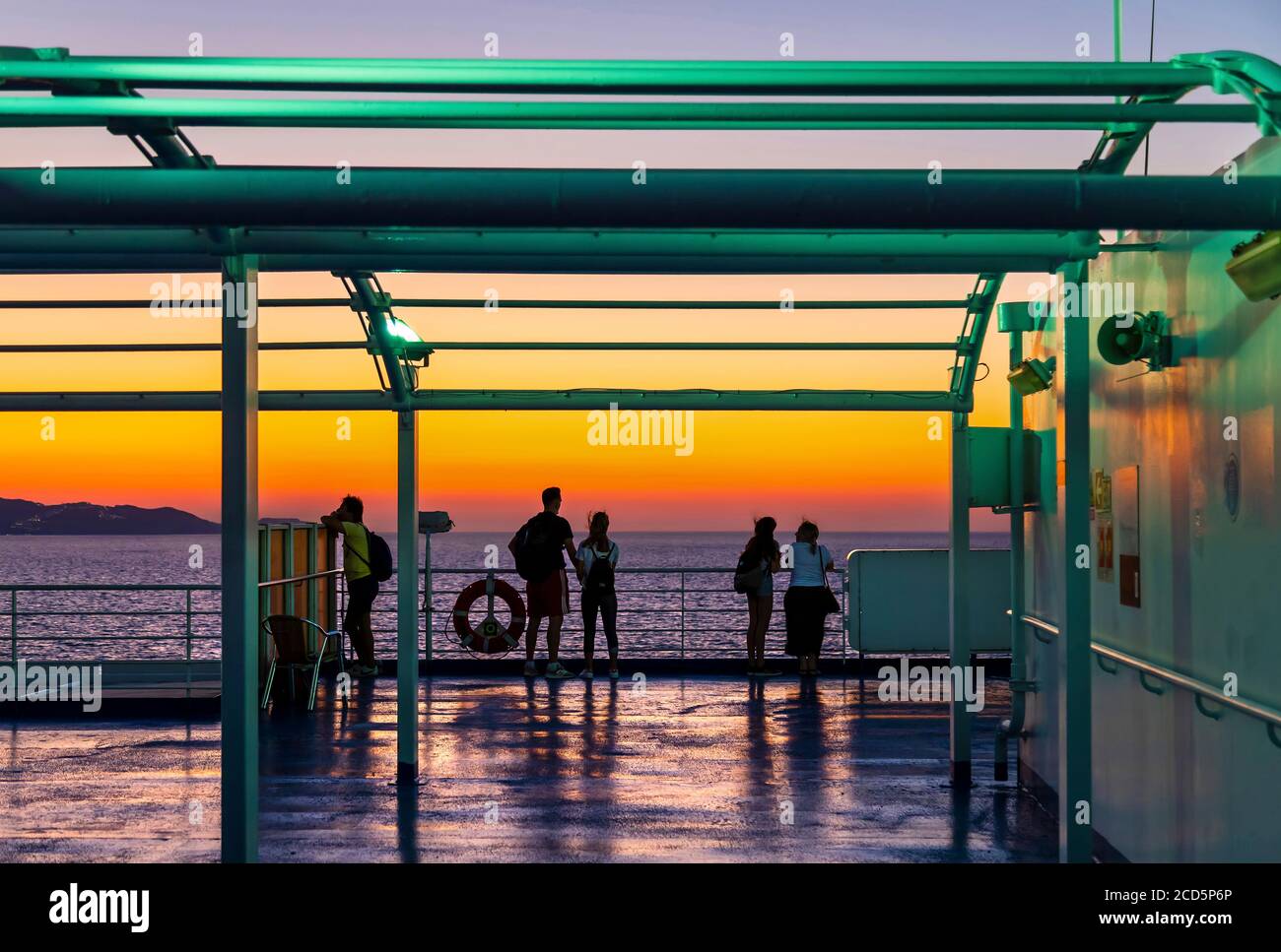 Beautiful sunset on sea ships hi-res stock photography and images - Alamy