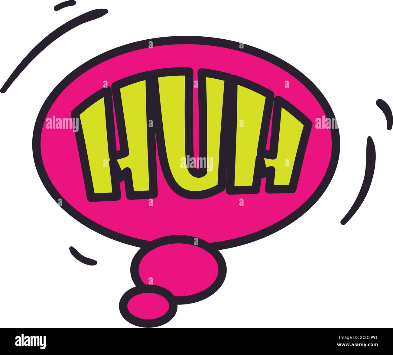 huh bubble line and fill style icon design of pop art retro expression ...