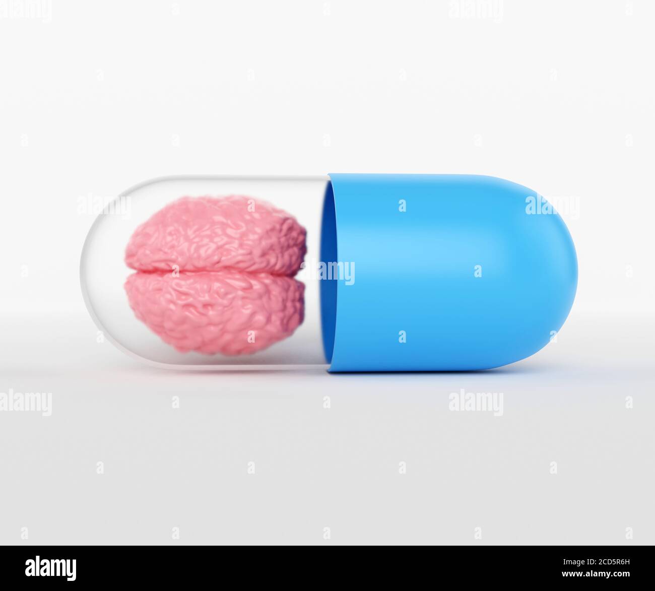 blue pill filled brain on blue background, nootropic for the brain or ...