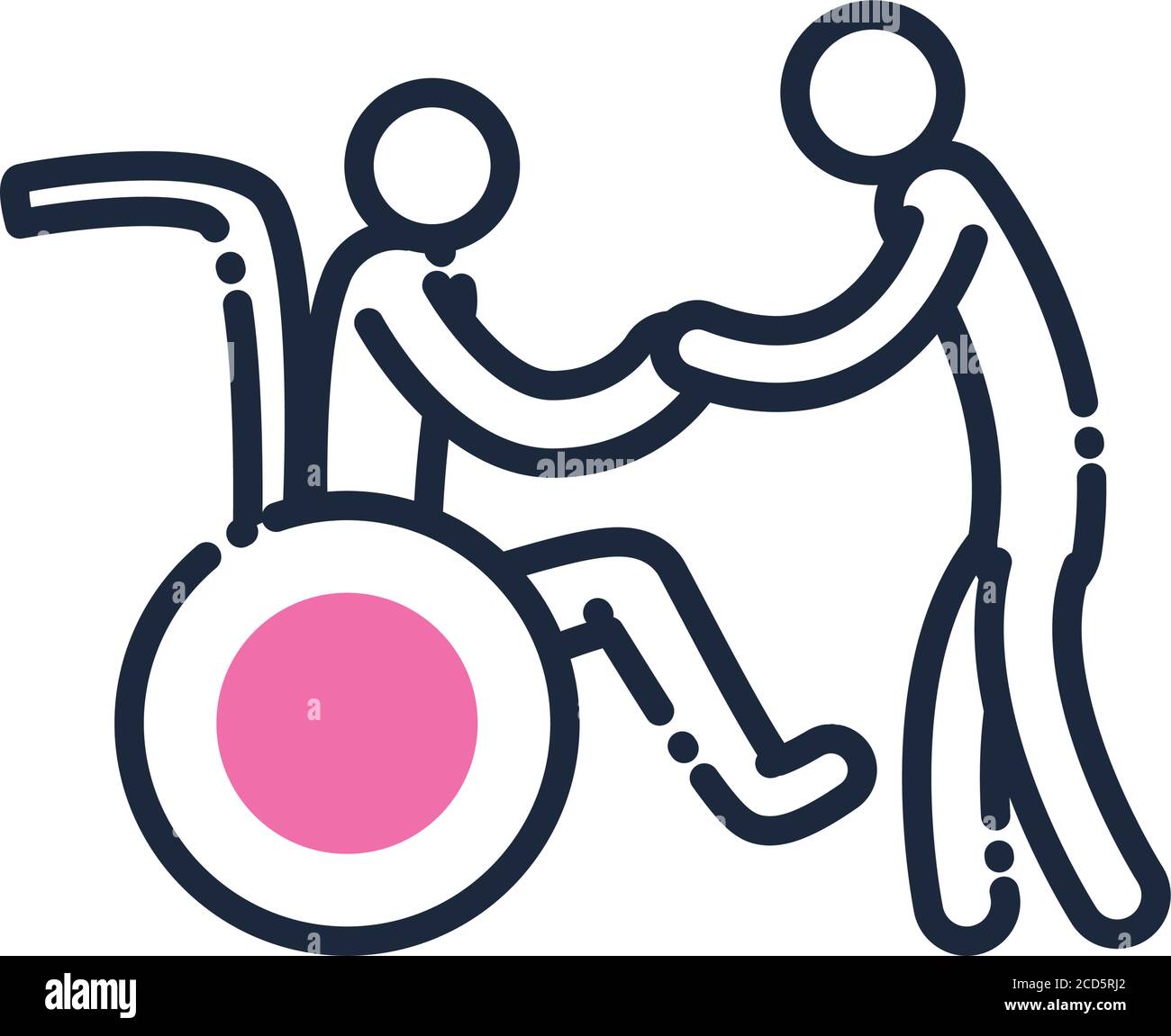 man helping other on wheelchair line and fill style icon of Handicapped ...