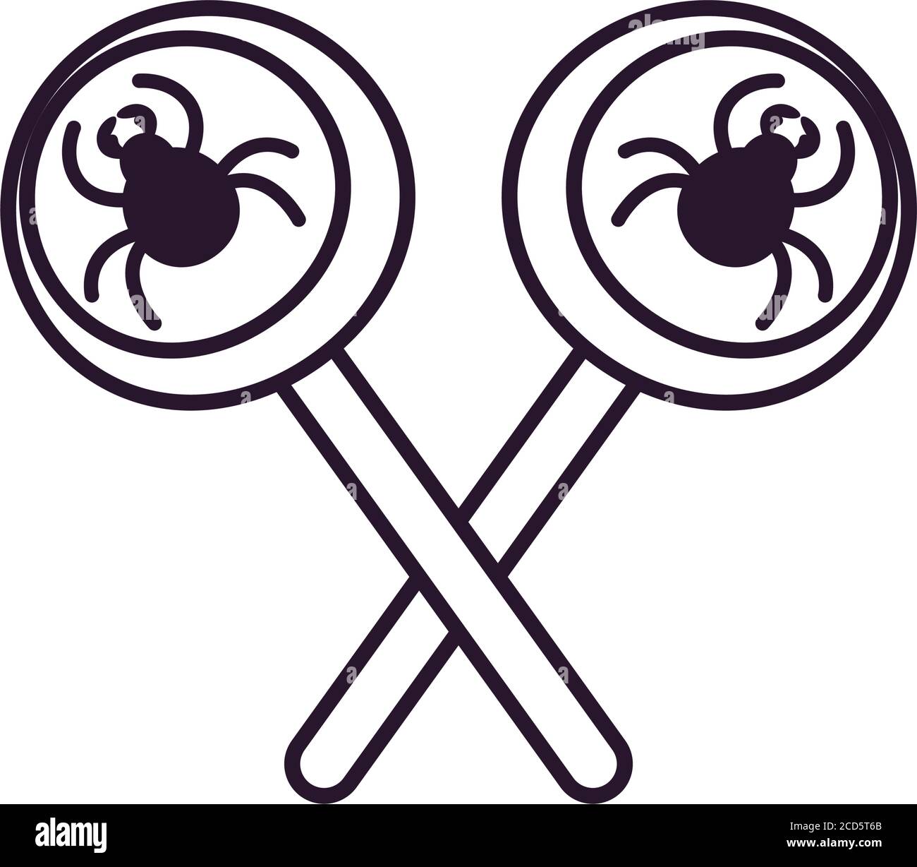 Halloween candies with spiders free form line style icon design ...