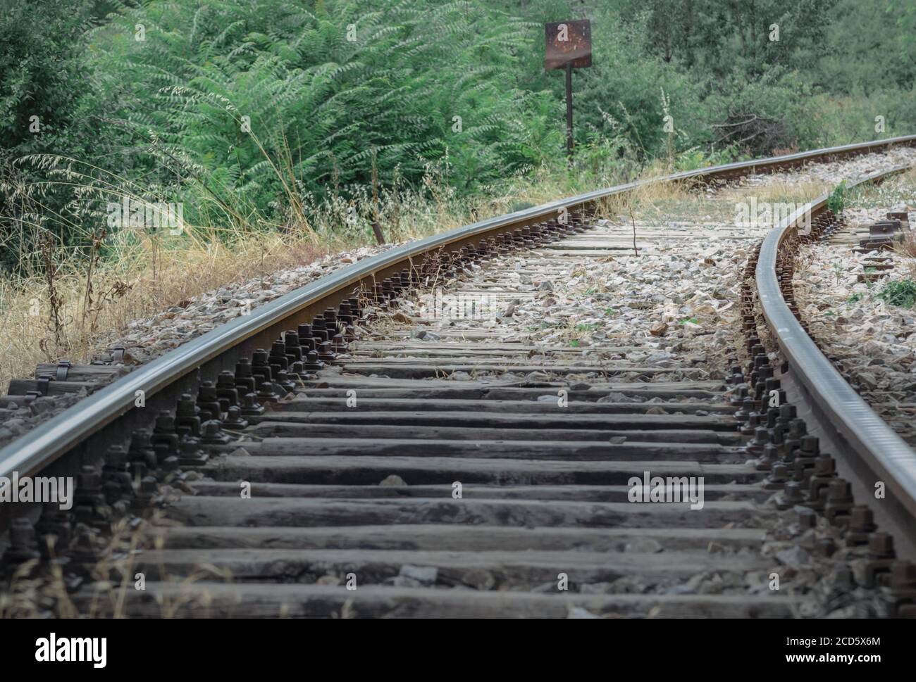 Detail of an old and abandoned train track Stock Photo - Alamy
