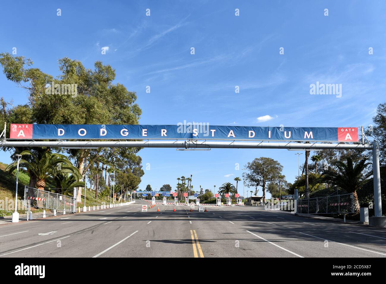 LOS ANGELES, CALIFORNIA - 12 FEB 2020: Dodger Stadium sign at Vin ...