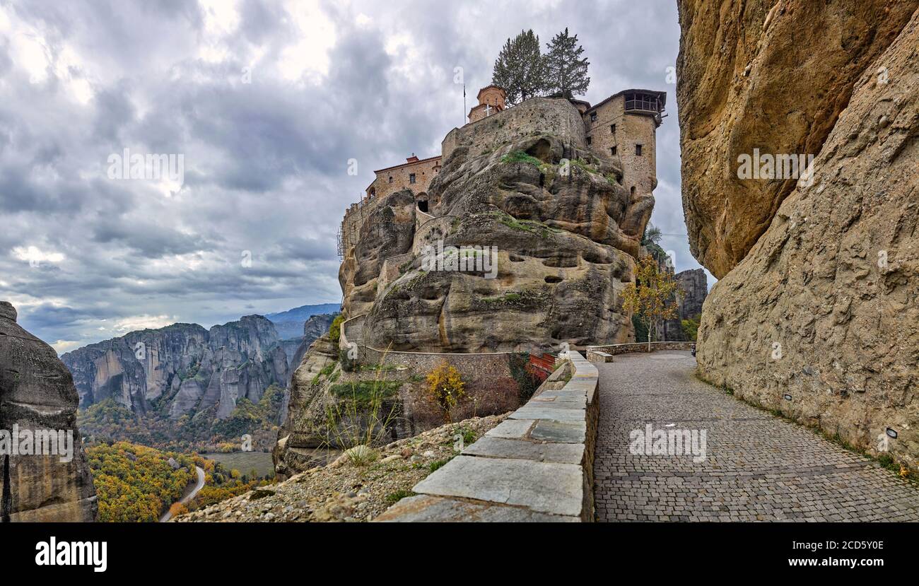 Entrance to Varlaam Monastery, Meteora, Thessaly, Greece Stock Photo ...