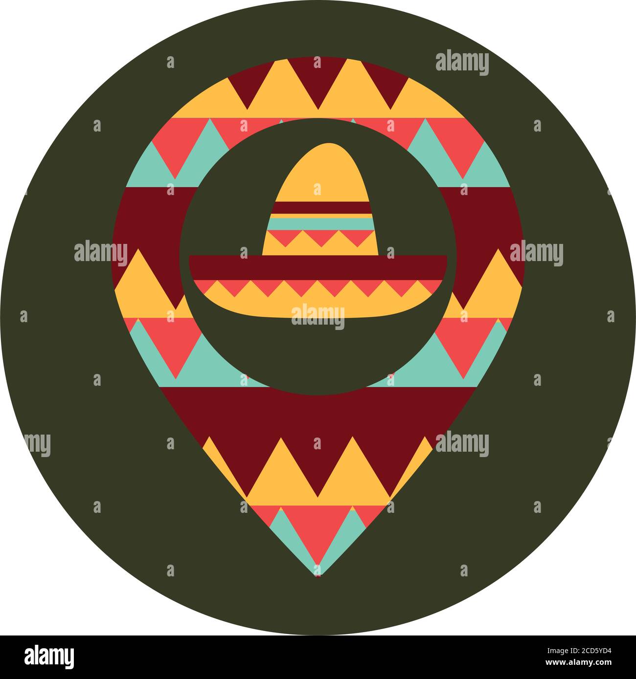 mexican hat navigation pointer location block and flat icon vector ...