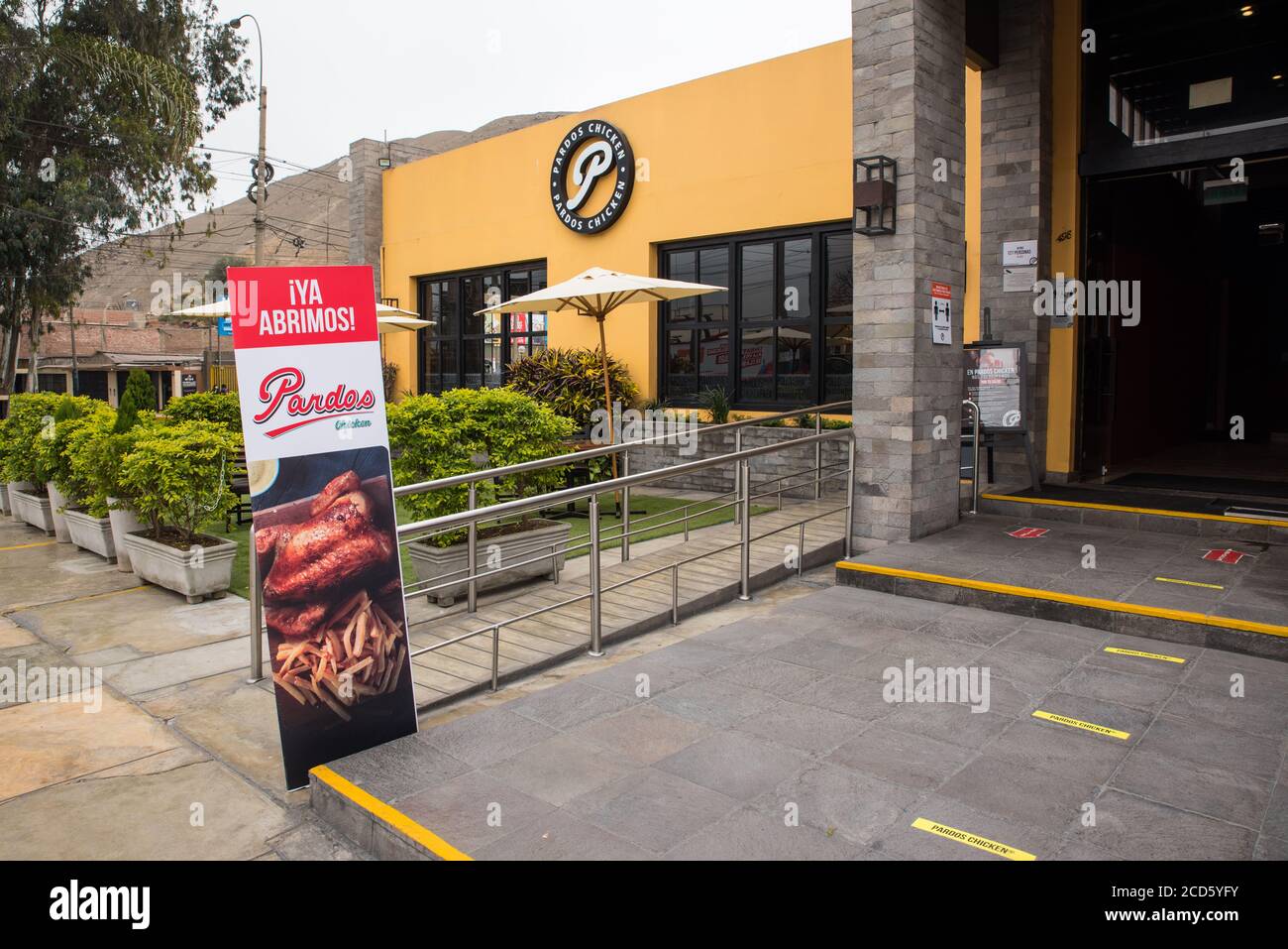 Outside of Pardos Chicken restaurant ready to do take aways during the ...