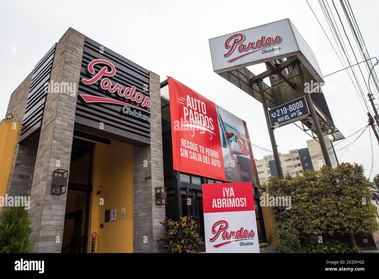 Outside of Pardos Chicken restaurant ready to do take aways during the ...