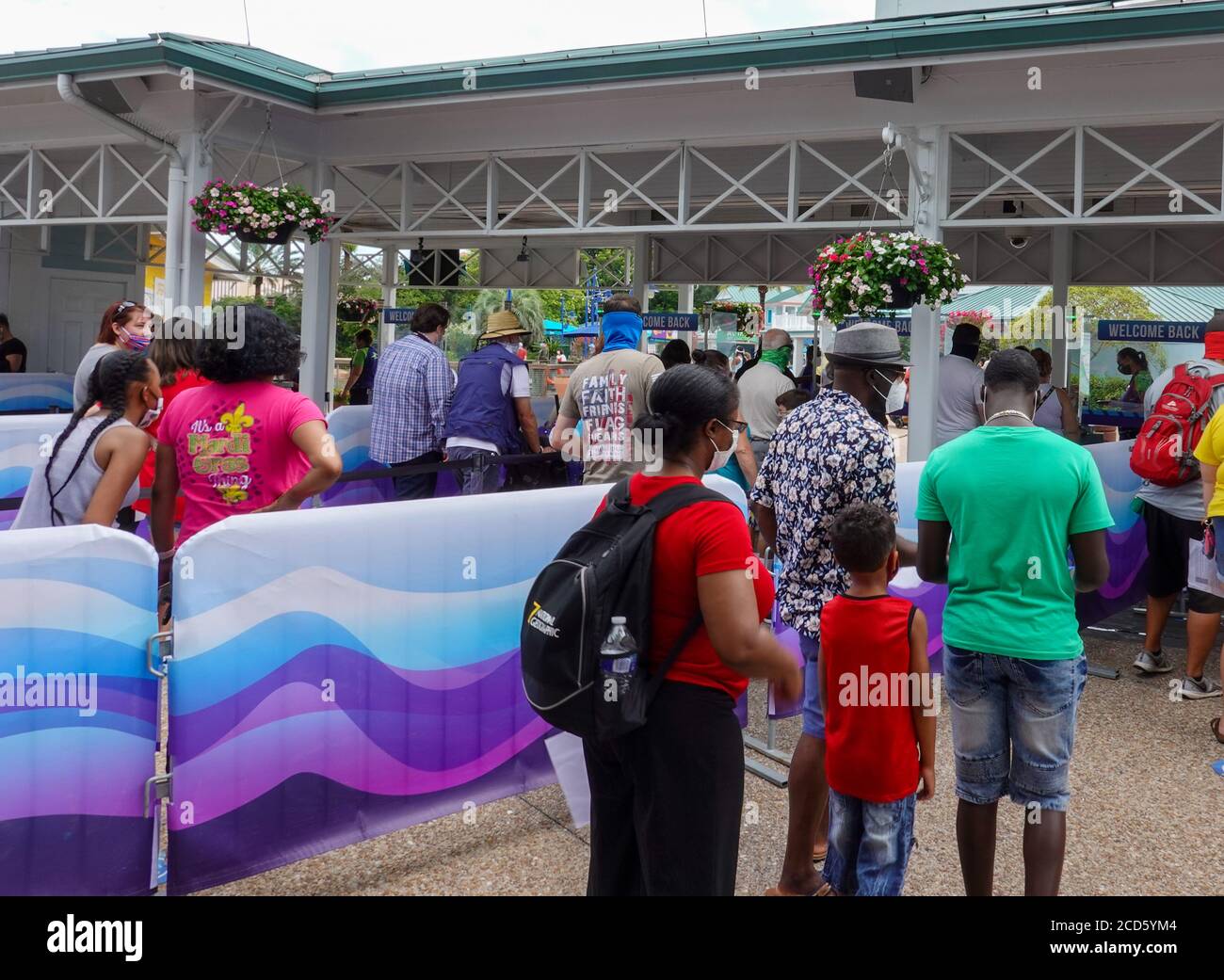 Orlando,FL/USA- 6/19/20: People going through ticketing at Seaworld in ...