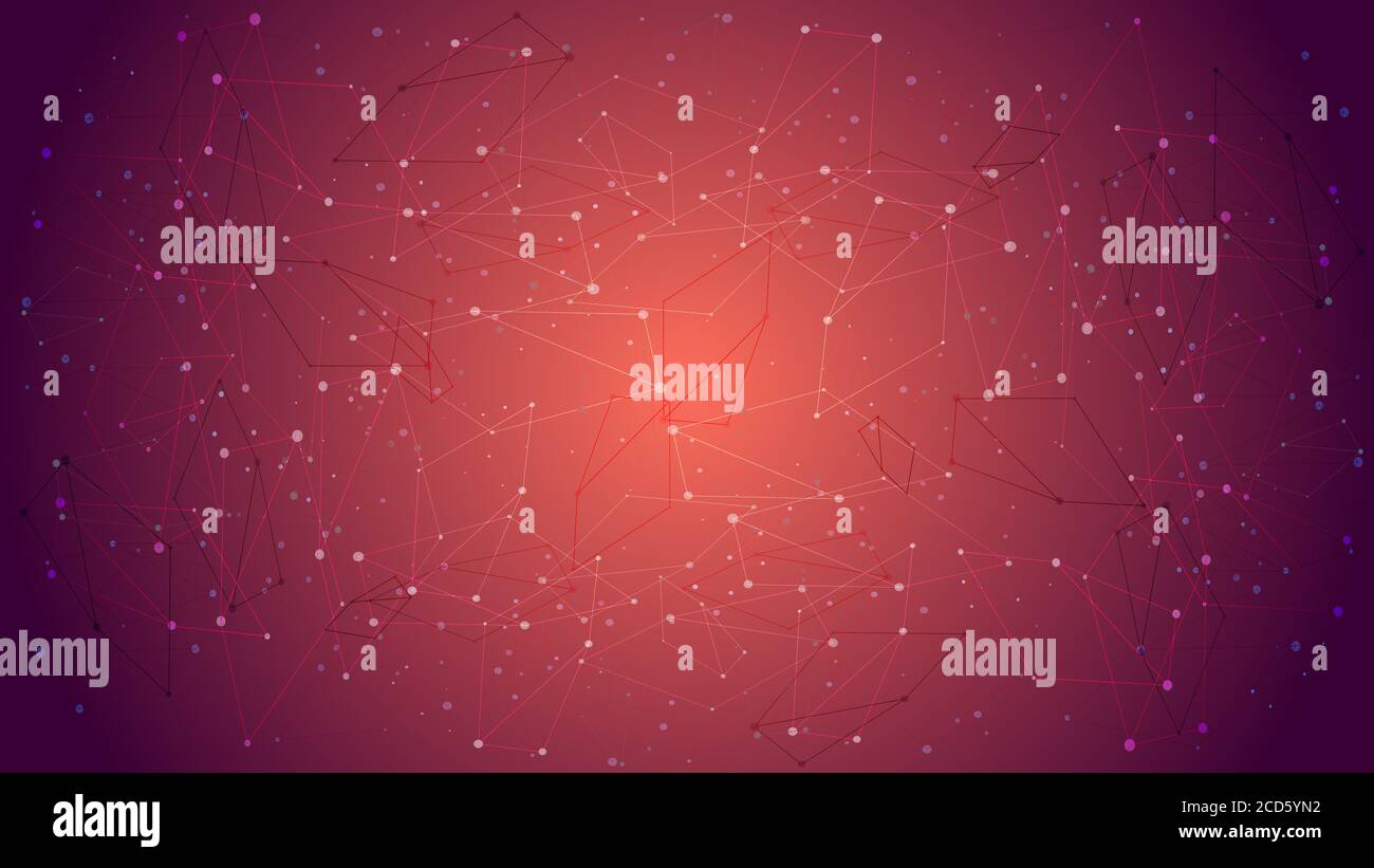 Wireframe abstract red polygonal background with copy space. For ...