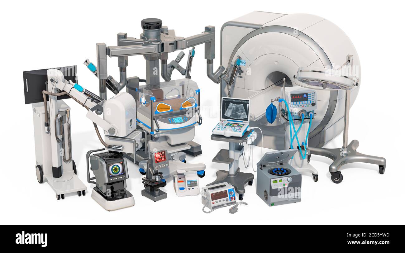 Medical surgical, diagnostic and laboratory equipments, 3D rendering ...