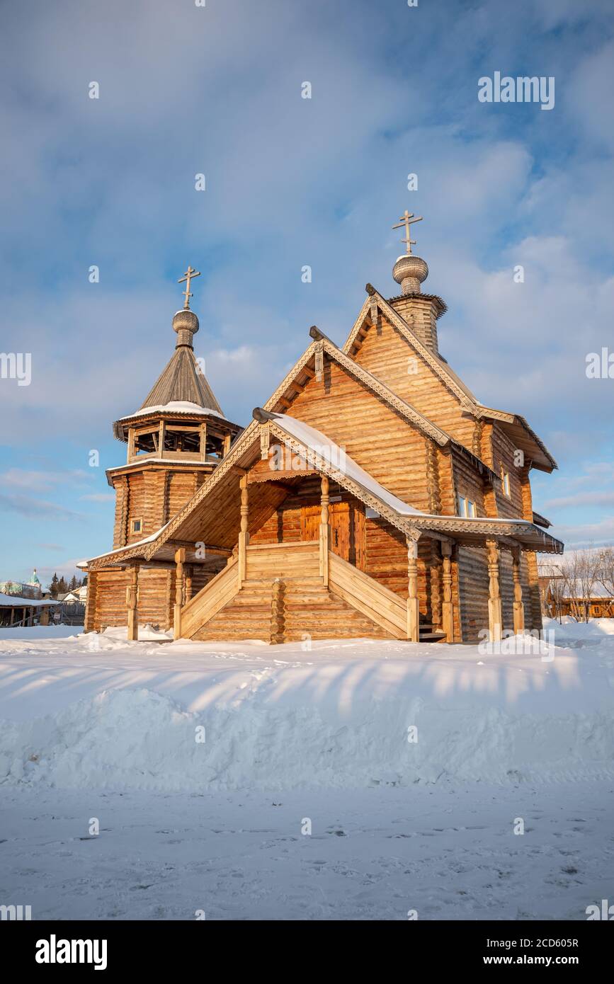Wooden churches at Obdorsk Ostrog (Fortress), Salekhard, Yamalo-Nenets ...