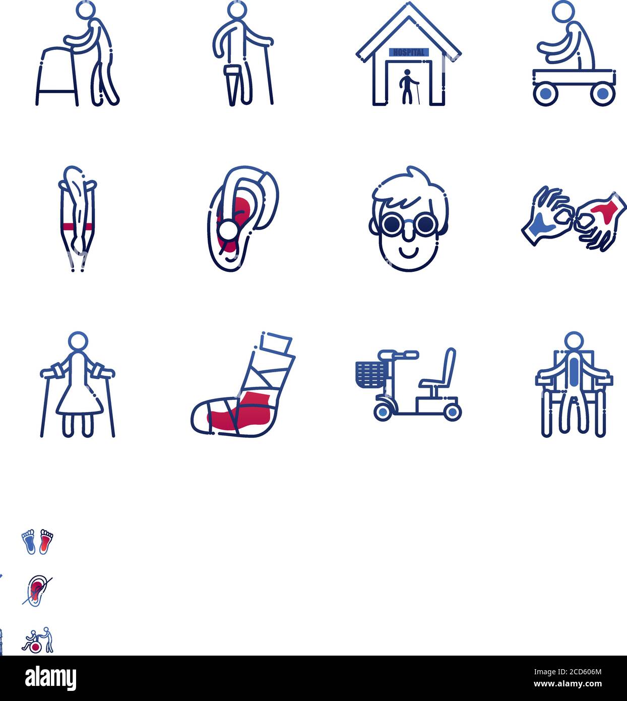 man with walker gradient style icon of Handicapped disability and ...