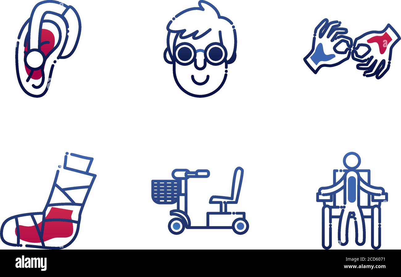 deaf ear with hearing aid gradient style icon of Handicapped disability ...