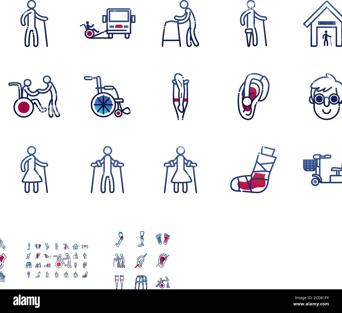 man with cane gradient style icon of Handicapped disability and medical ...