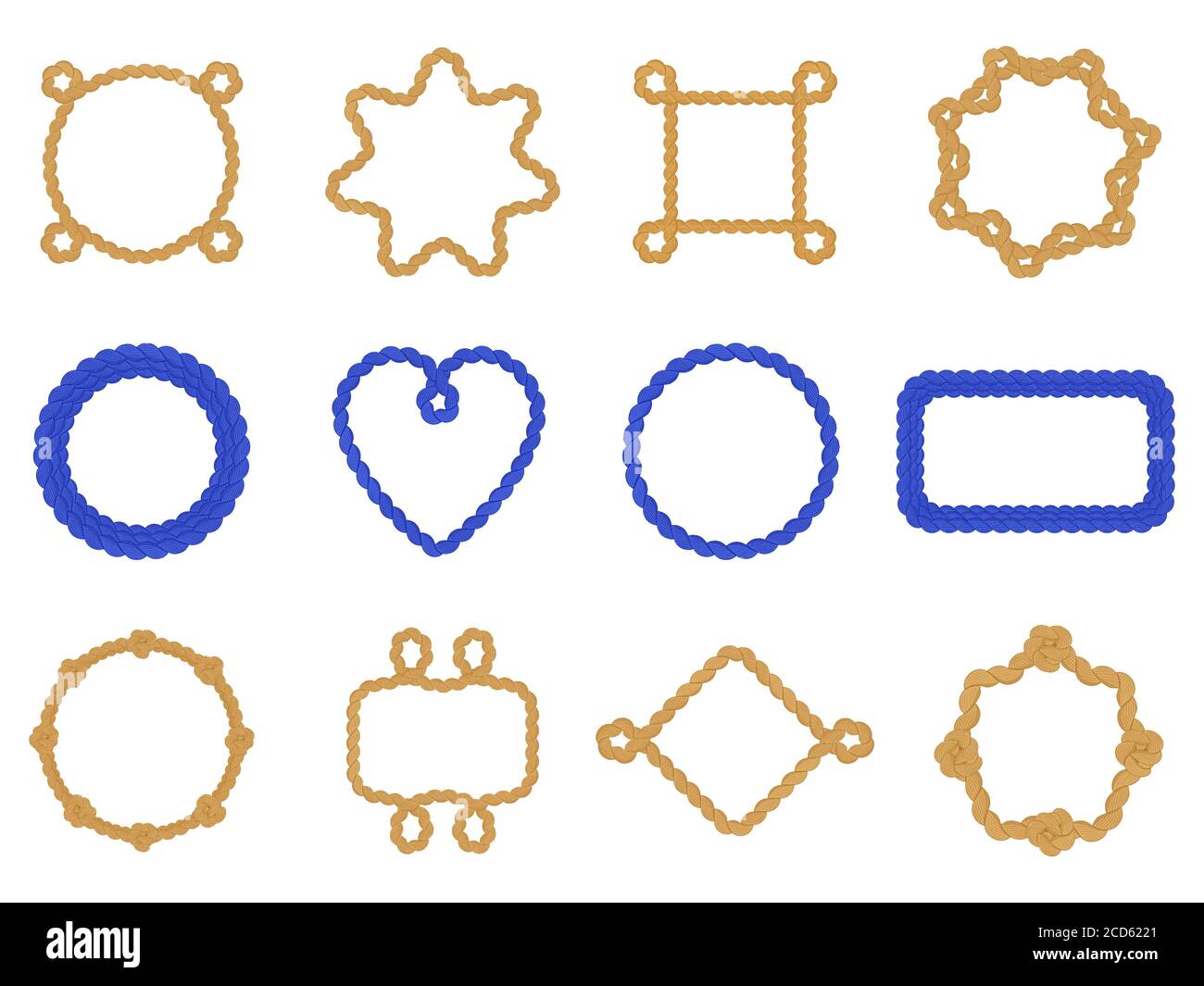 Navy rope frames. Vintage decorative marine twisted frame, nautical ...