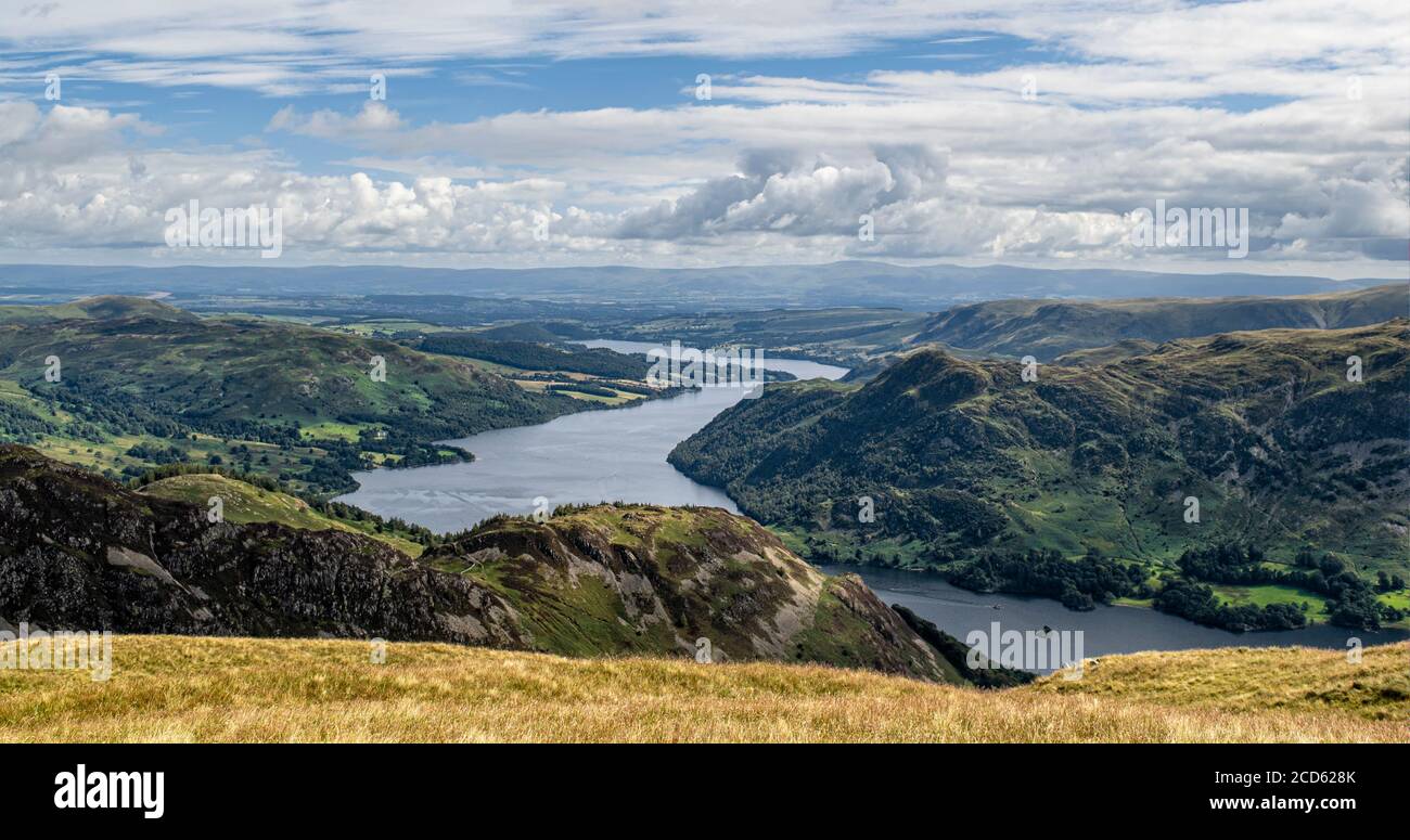 Stunning view down the length of Ullswater from the summit of Birkhouse ...