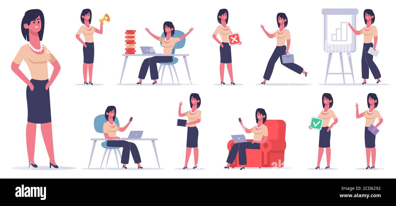 Female office character. Businesswoman finance worker, professional ...