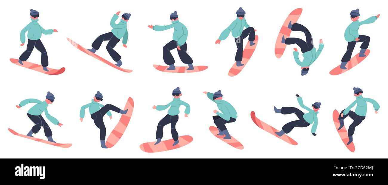 Cartoon boy snowboarding winter sport hi-res stock photography and ...