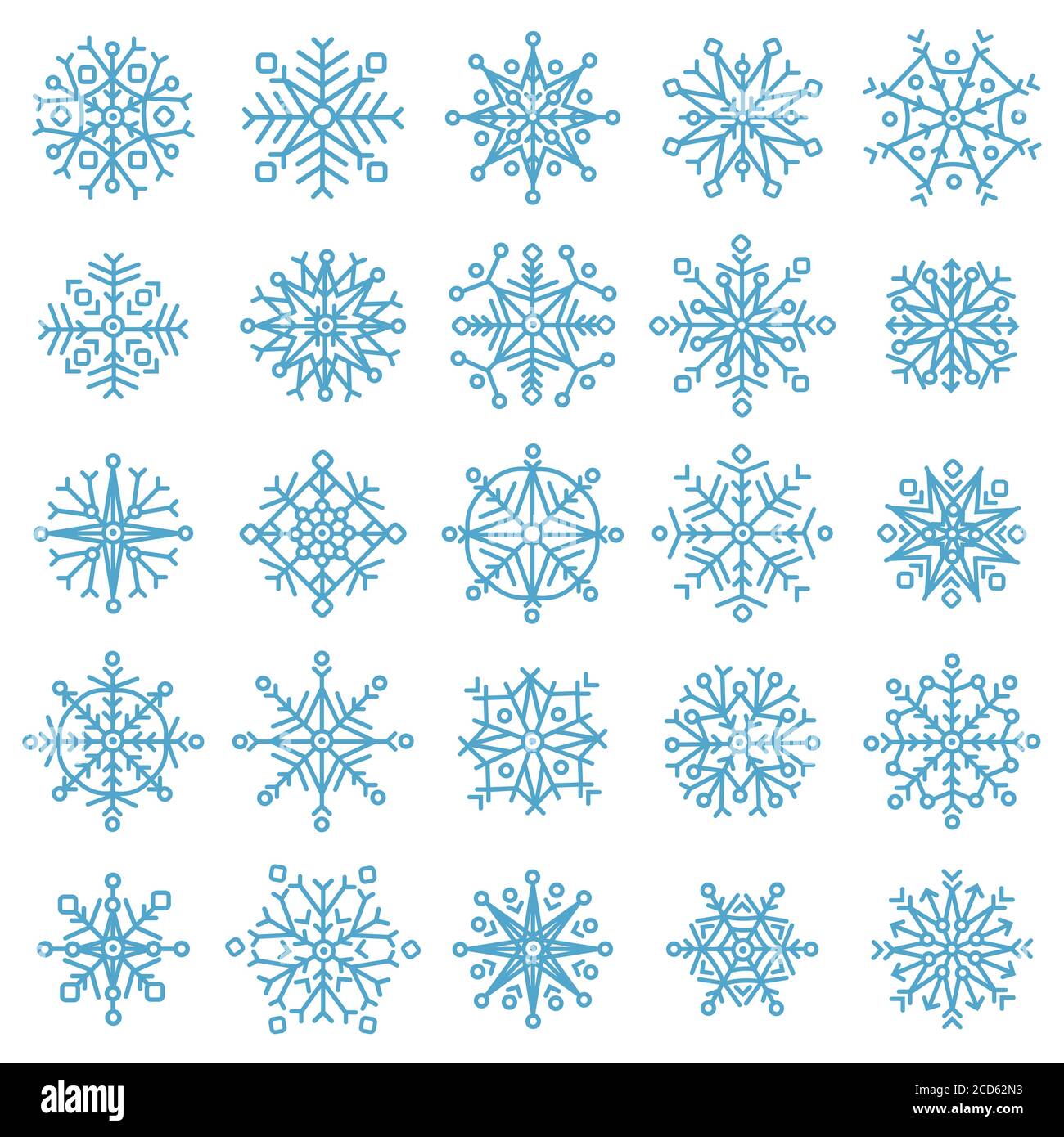 Snowflake stars. Winter frost snowflakes, xmas snowfall ornament, blue ...