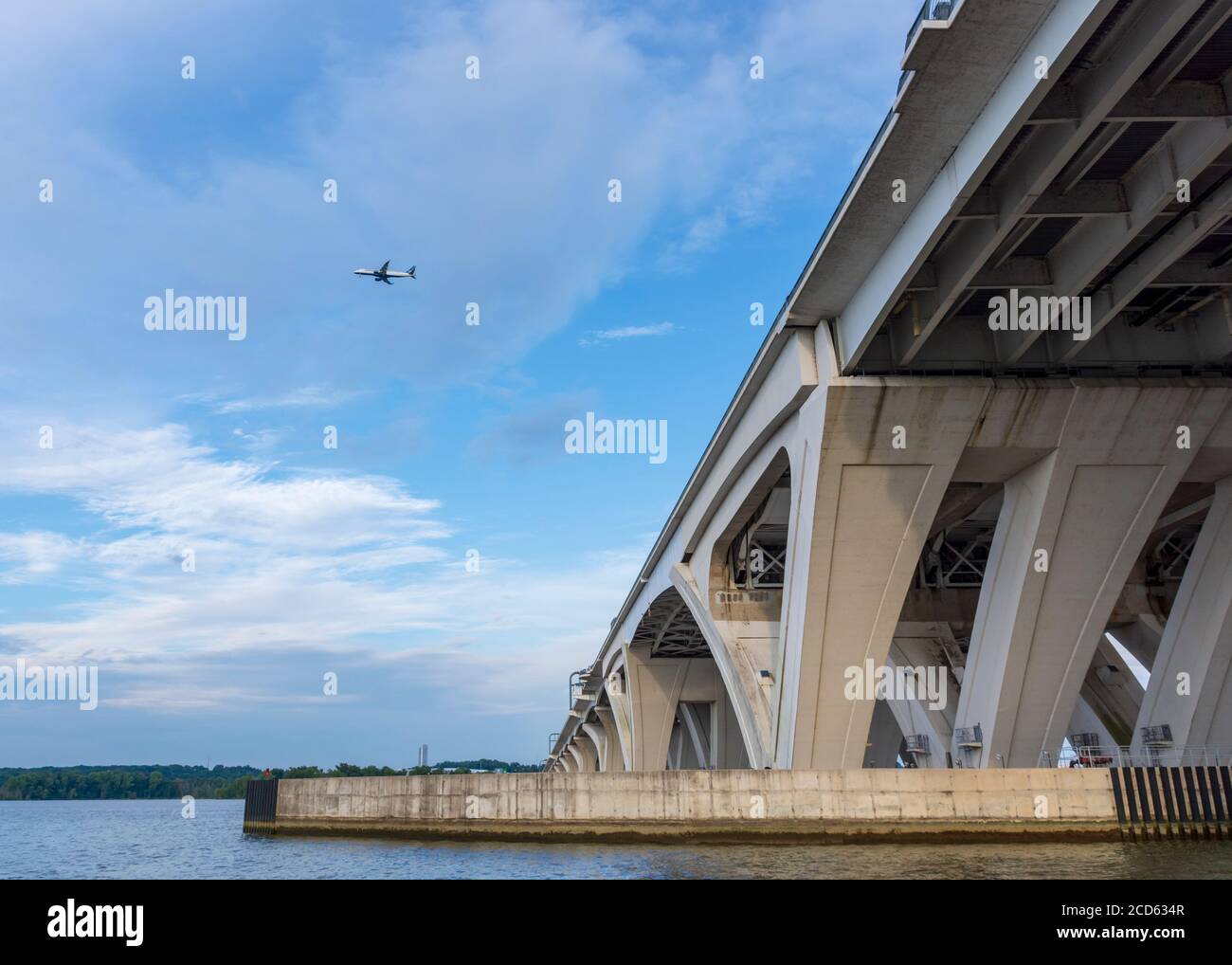 Below the Woodrow Wilson Memorial Bridge, which spans the Potomac River ...