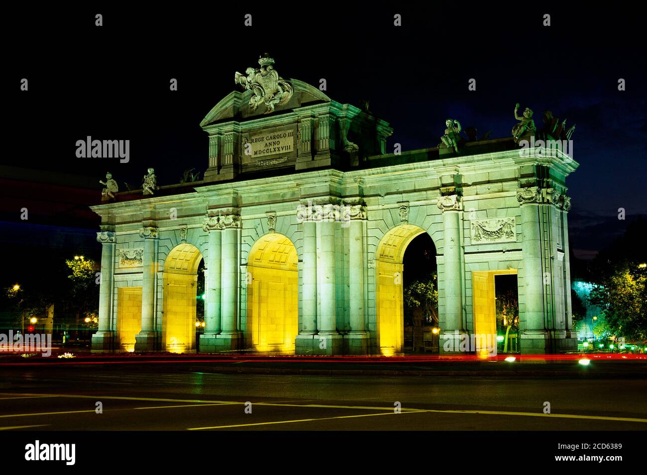 Puerta de Alcala at night, Madrid, Spain Stock Photo - Alamy