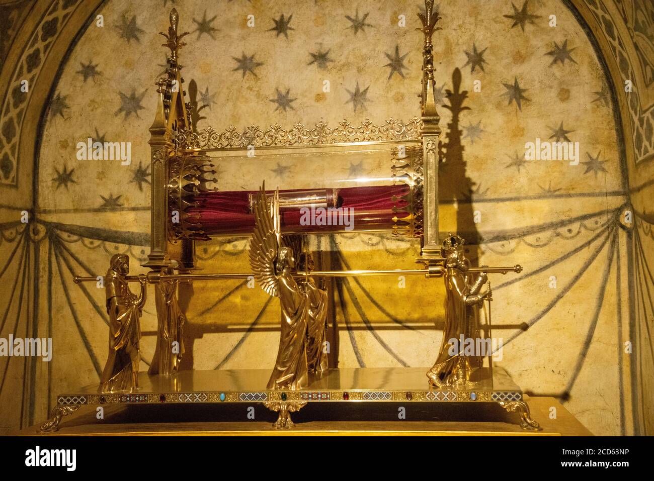 relic of St. Marie Madeleine in crypt of basilica at Vezelay in France ...