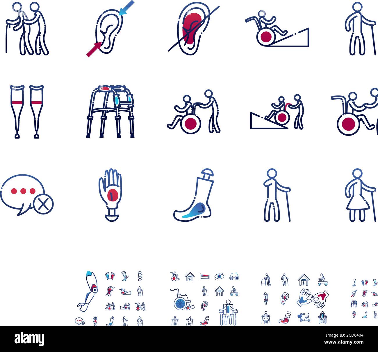 man helping other with cane gradient style icon of Handicapped ...