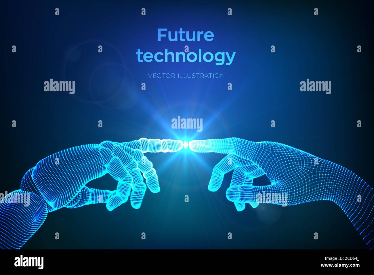 Robot finger touching human finger Stock Vector Images - Alamy