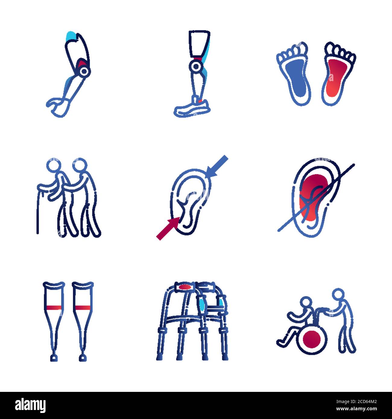 gradient style collection of icons of Handicapped disability and ...