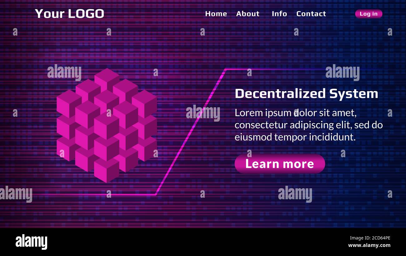 Decentralized service website start page template with digital ...