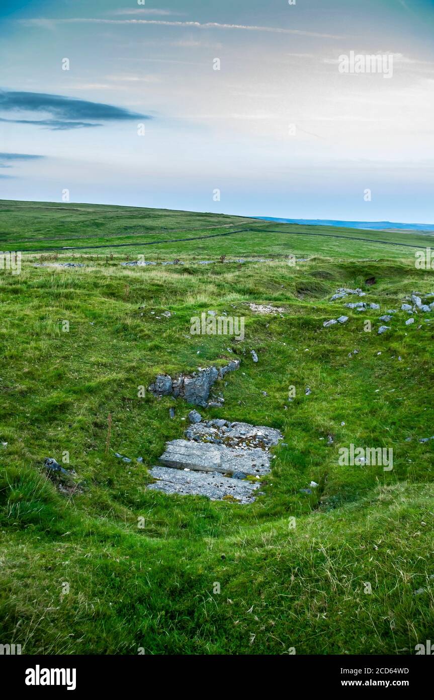 Concrete sleepers covering a deep shaft at Burning Drake lead mine on ...