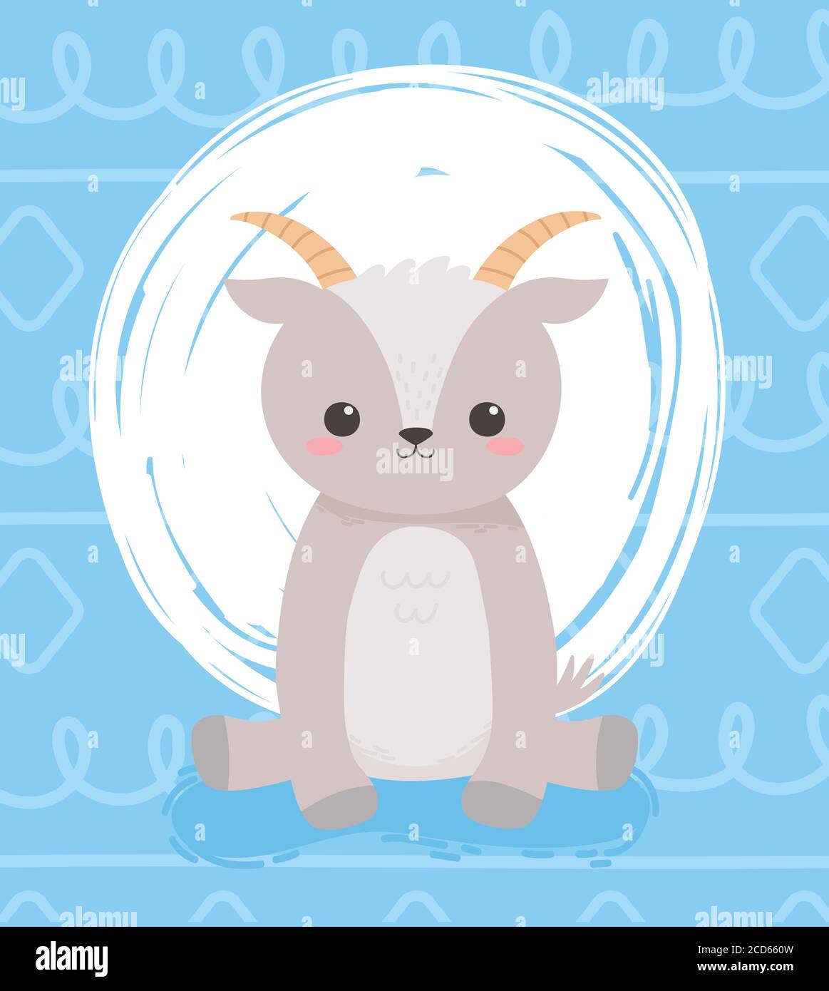 cute little goat sitting animal cartoon vector illustration Stock ...