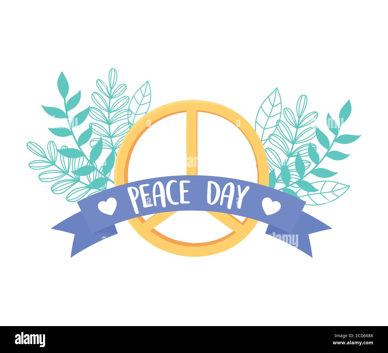 international peace day symbol levaes foliage nature ribbon vector ...