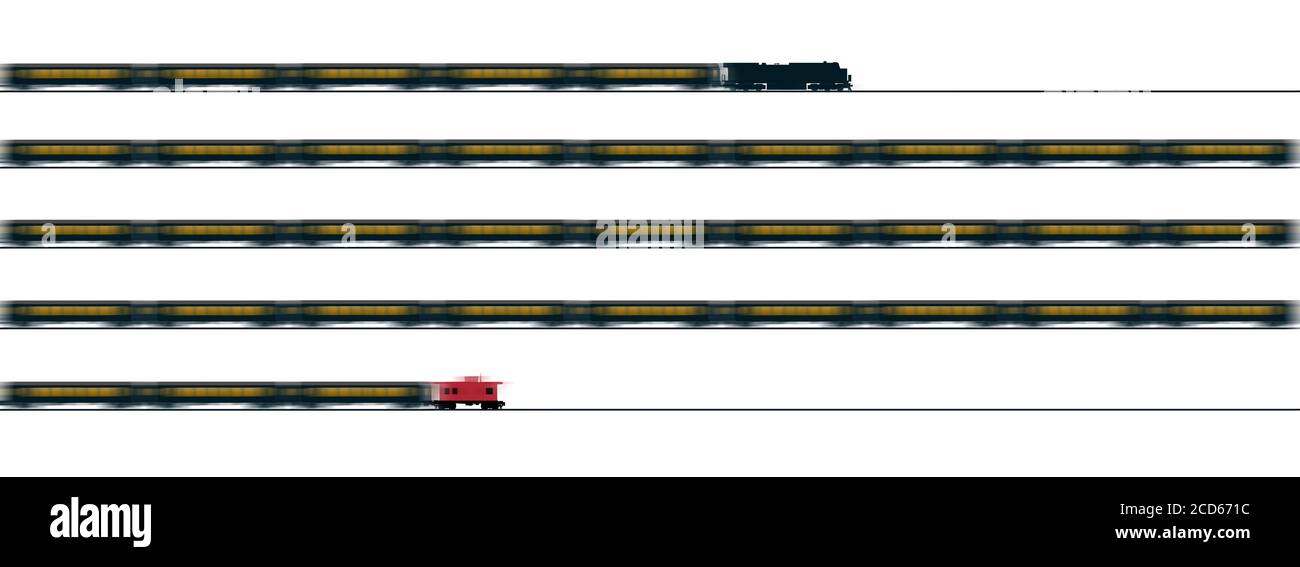 A passenger train goes back and forth on the page with an engine in ...