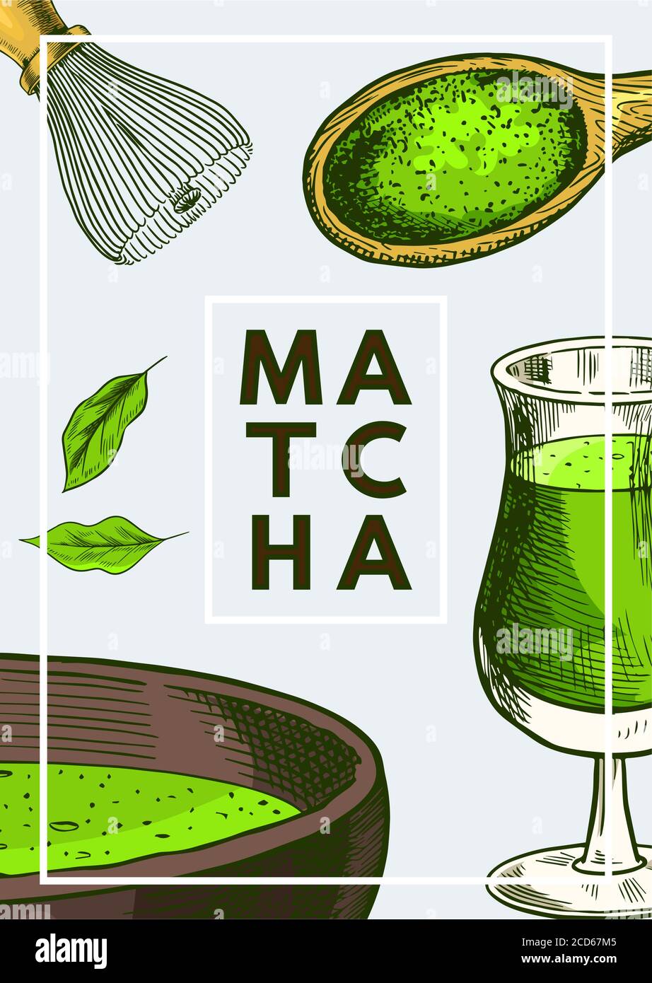 Matcha green tea poster. Healthy milk latte. Japanese ceremony banner ...