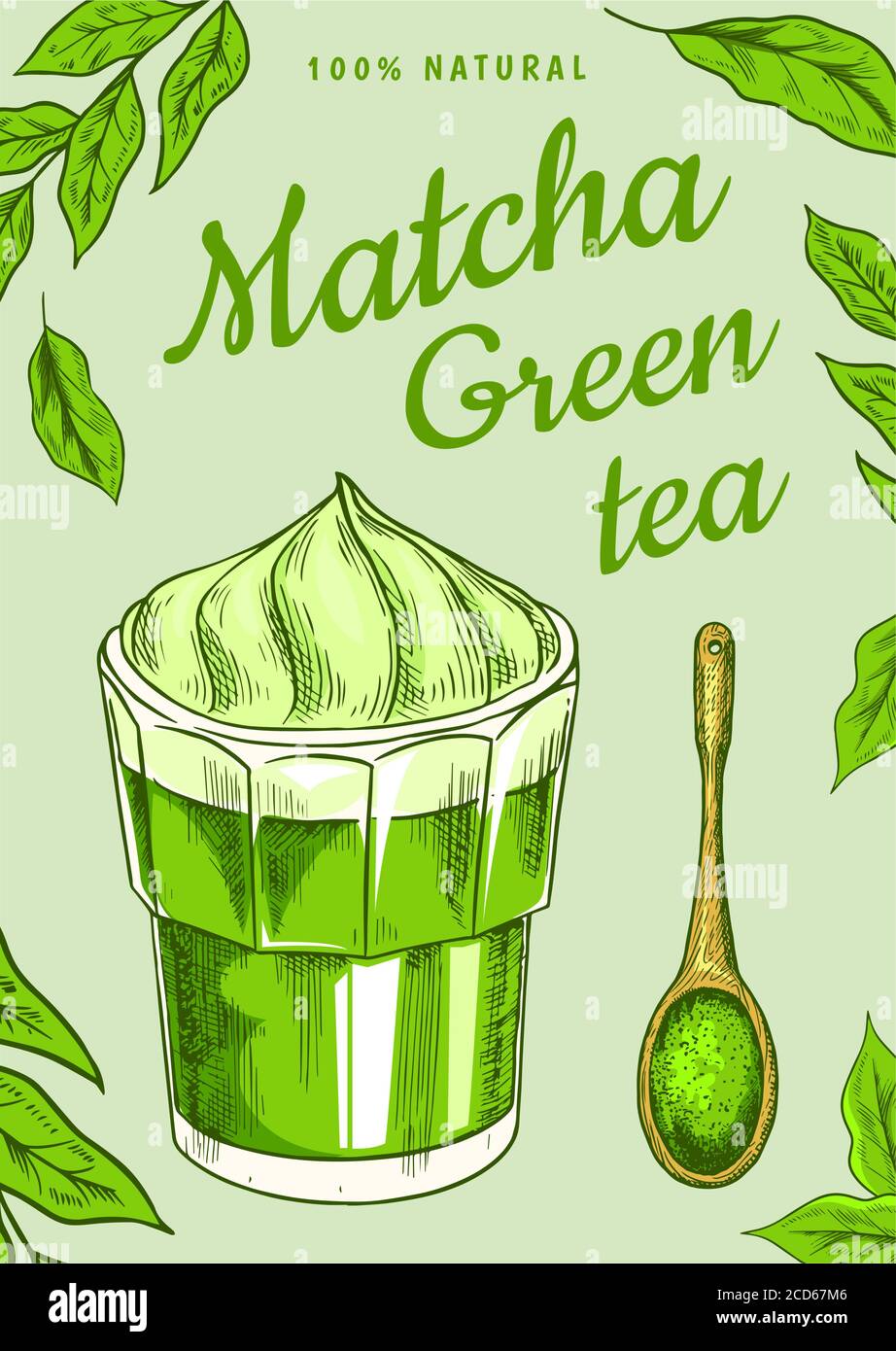 Matcha green tea poster. Healthy milk latte. Japanese ceremony banner ...