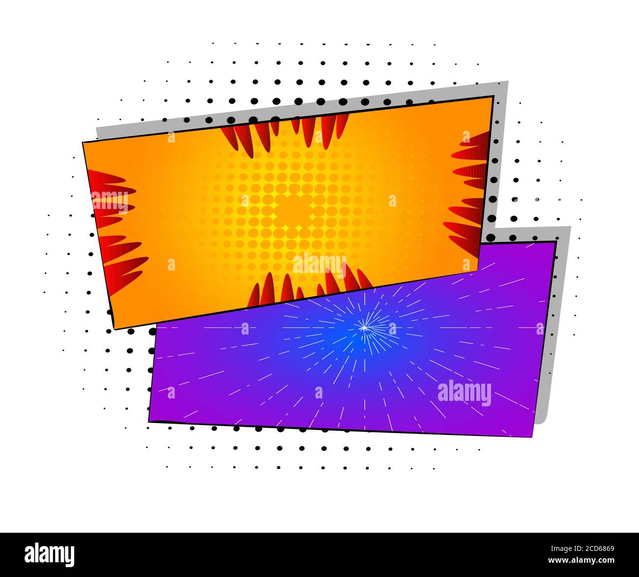 Cartoon design colored comic book label, sign. Marketing, advertising ...