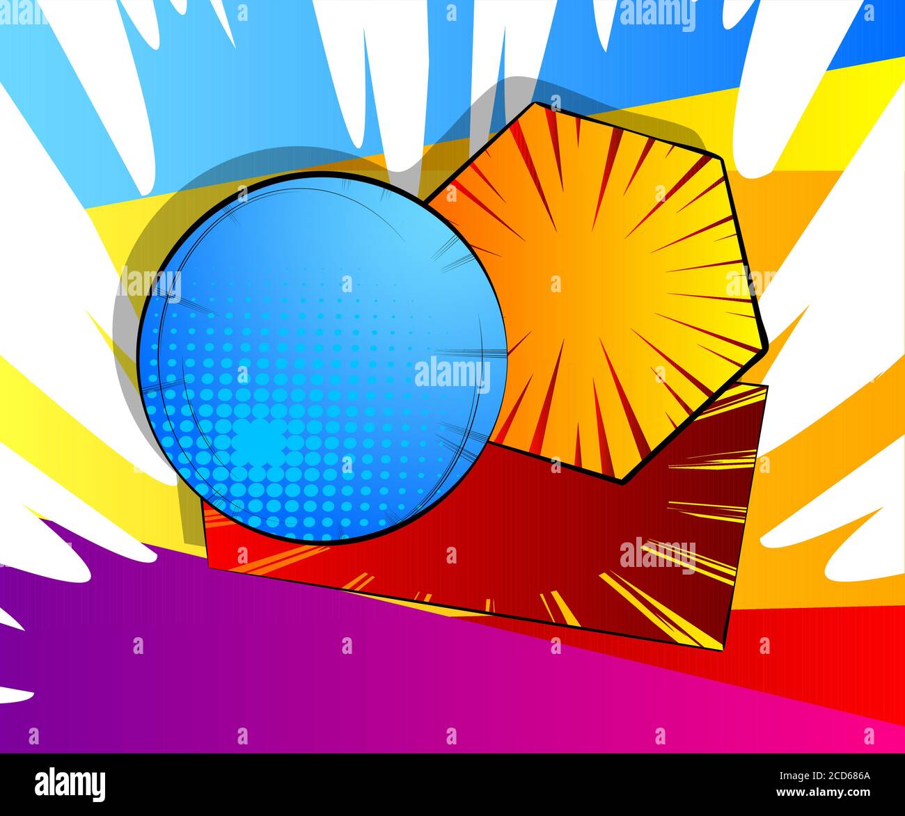 Cartoon design colored comic book label, sign. Marketing, advertising ...