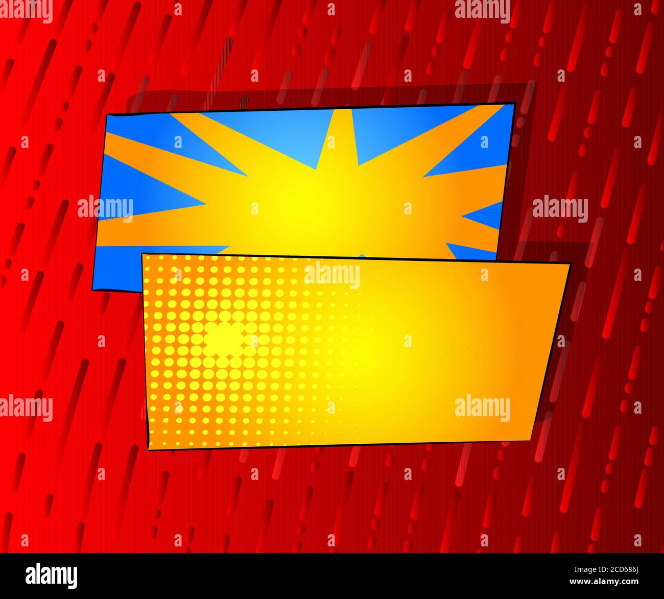 Cartoon design colored comic book label, sign. Marketing, advertising ...