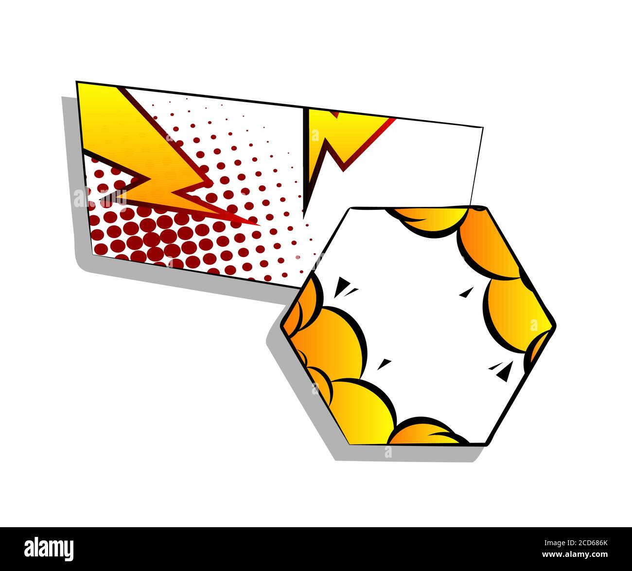 Cartoon design colored comic book label, sign. Marketing, advertising ...