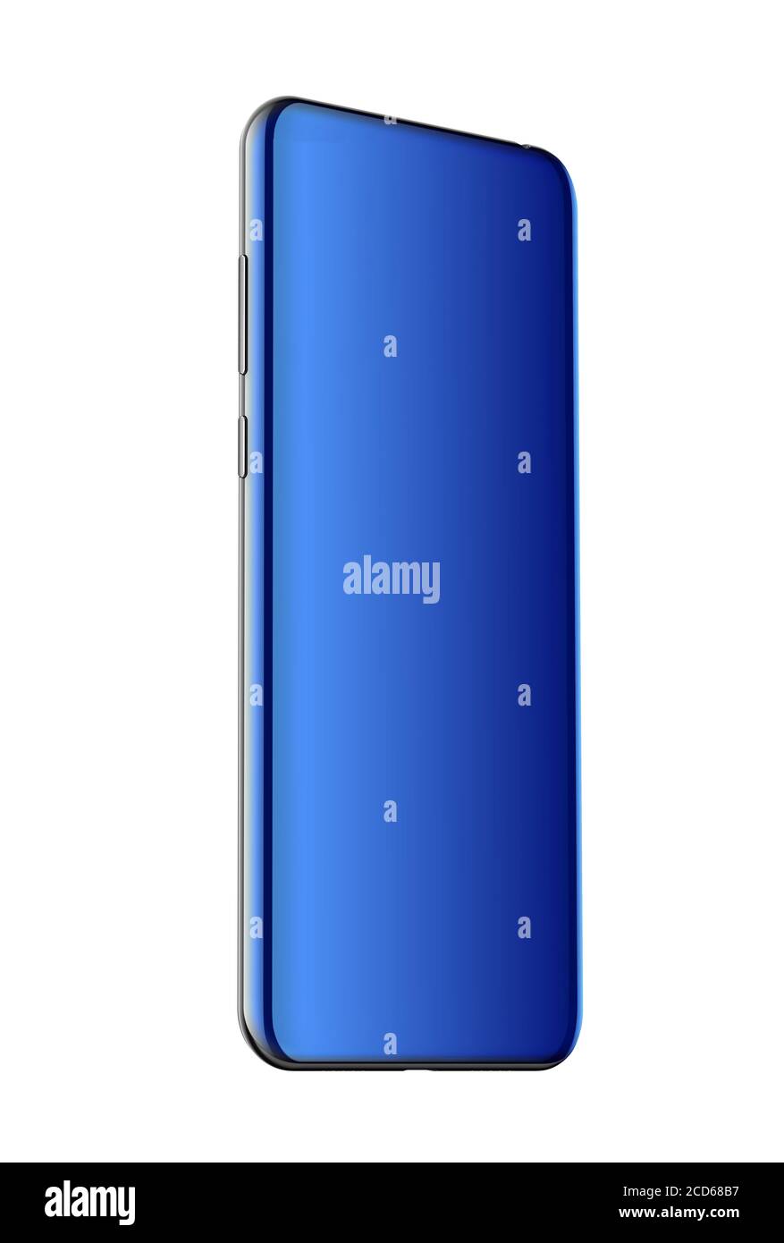 Phone back isolated 3D rendering mockup with blank screen on white ...