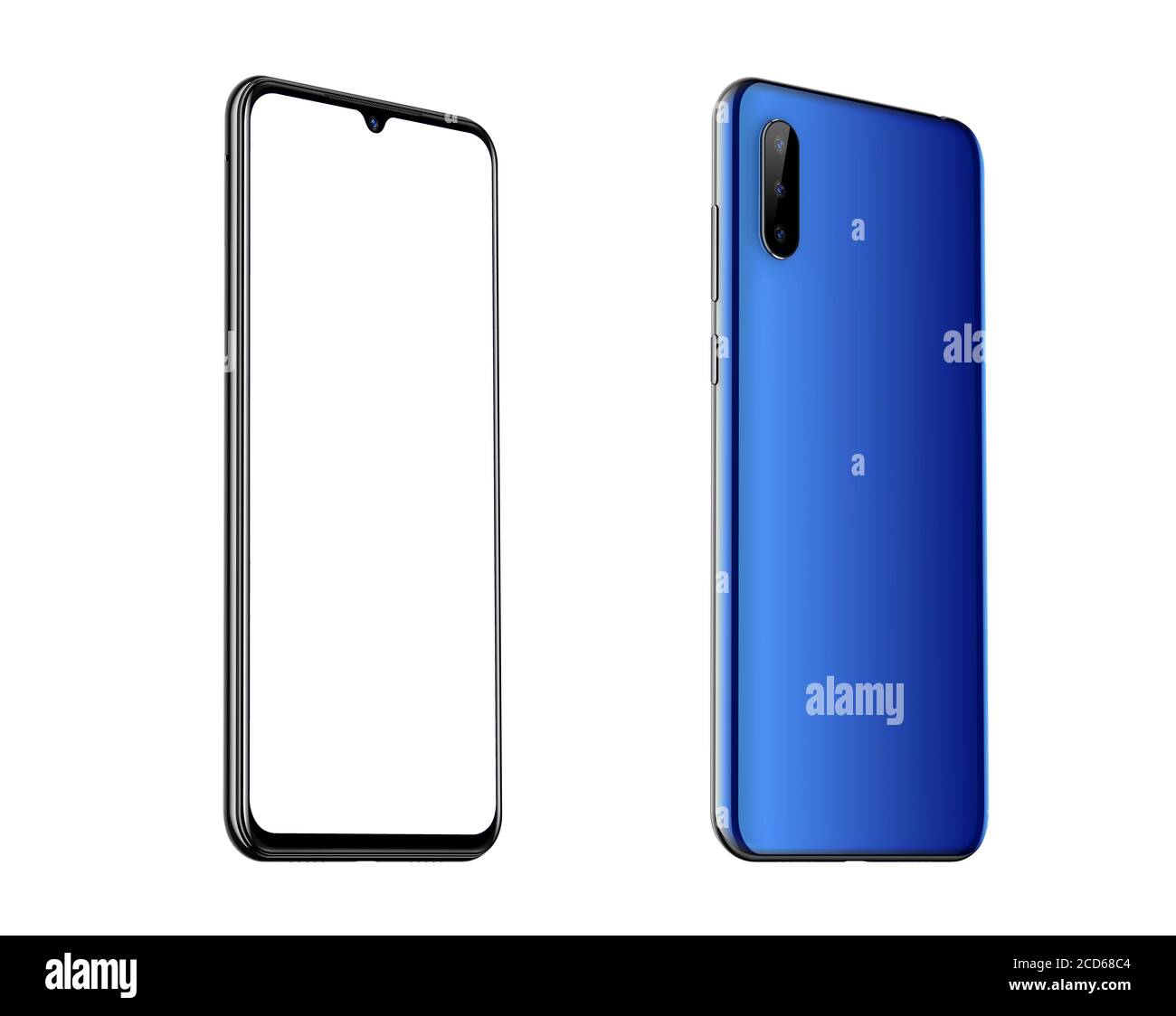 Phone back isolated 3D rendering mockup with blank green screen on ...