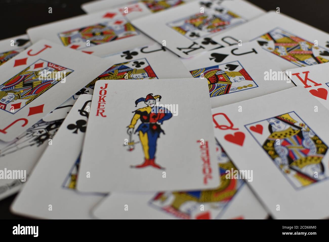 playing card joker on the background of scattered cards Stock Photo - Alamy